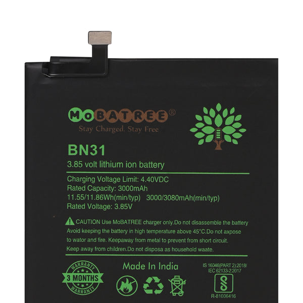 Mobatree BN31 Original Mobile Battery for Xiaomi Y1 light, Redmi Y2, R ...