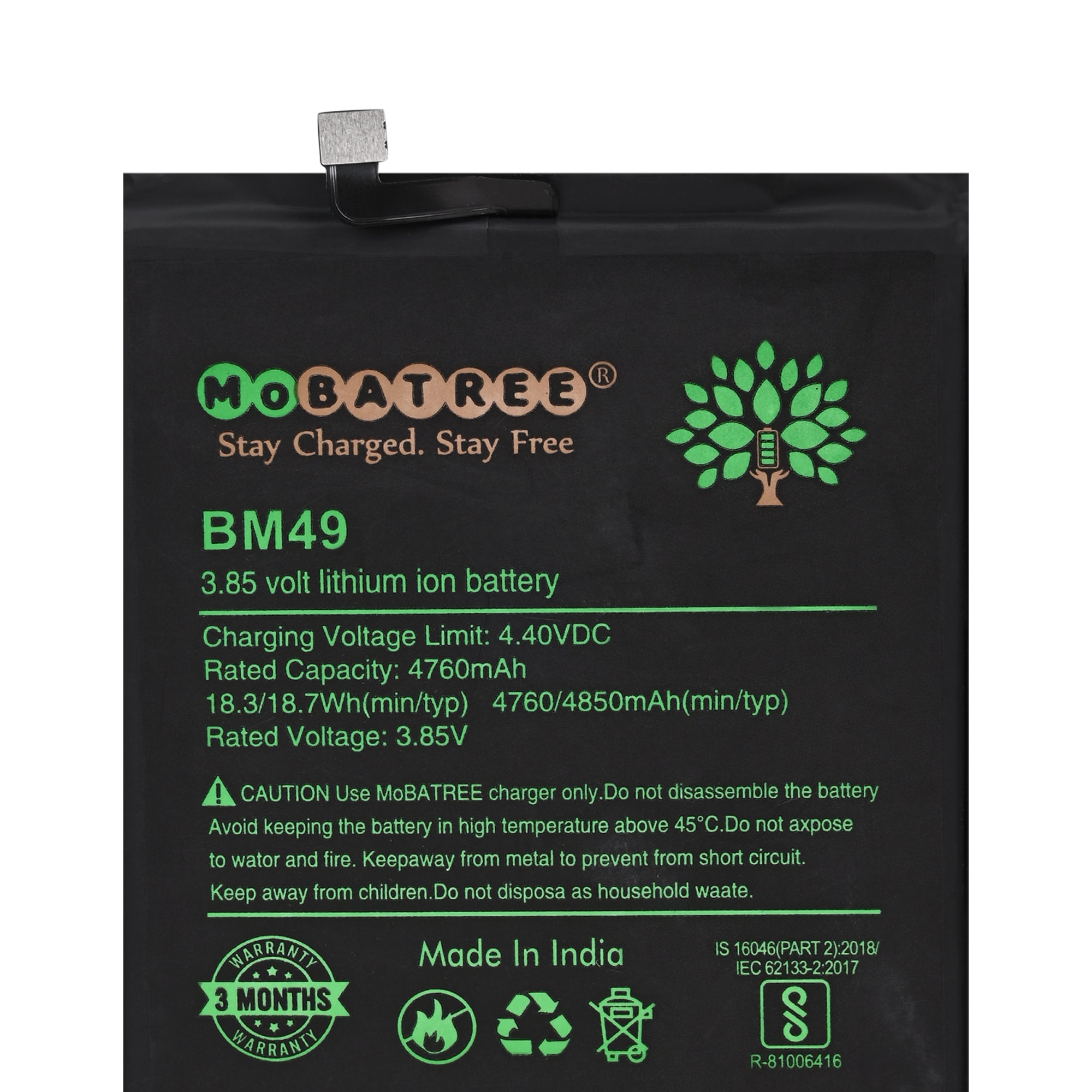 Mobatree Original Mobile Battery for Xiaomi Mi Max - BM49, 4760mAh (6 ...