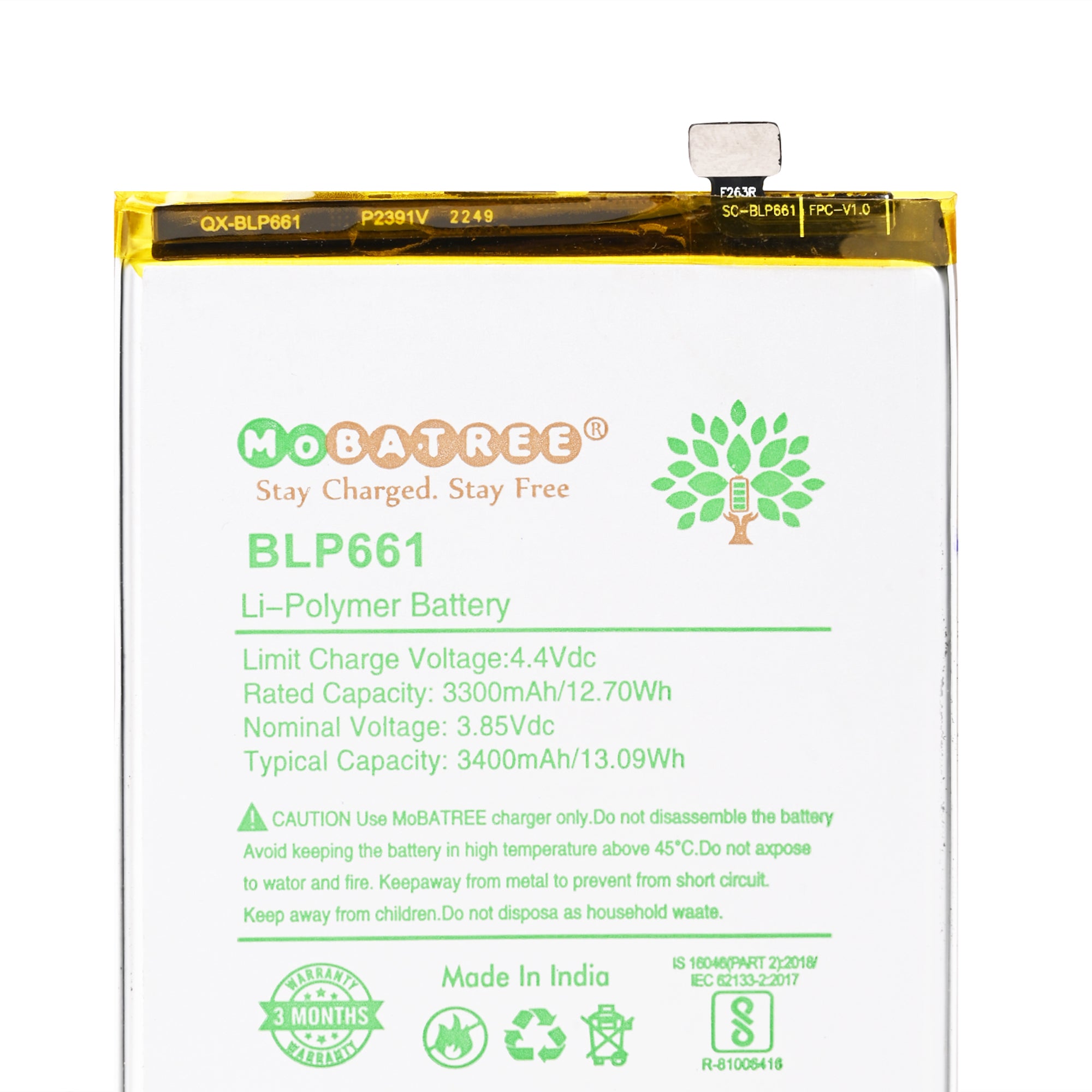 Mobatree Original Mobile Battery for OPPO F7, A3 - BLP661, 3300mAh (6 ...