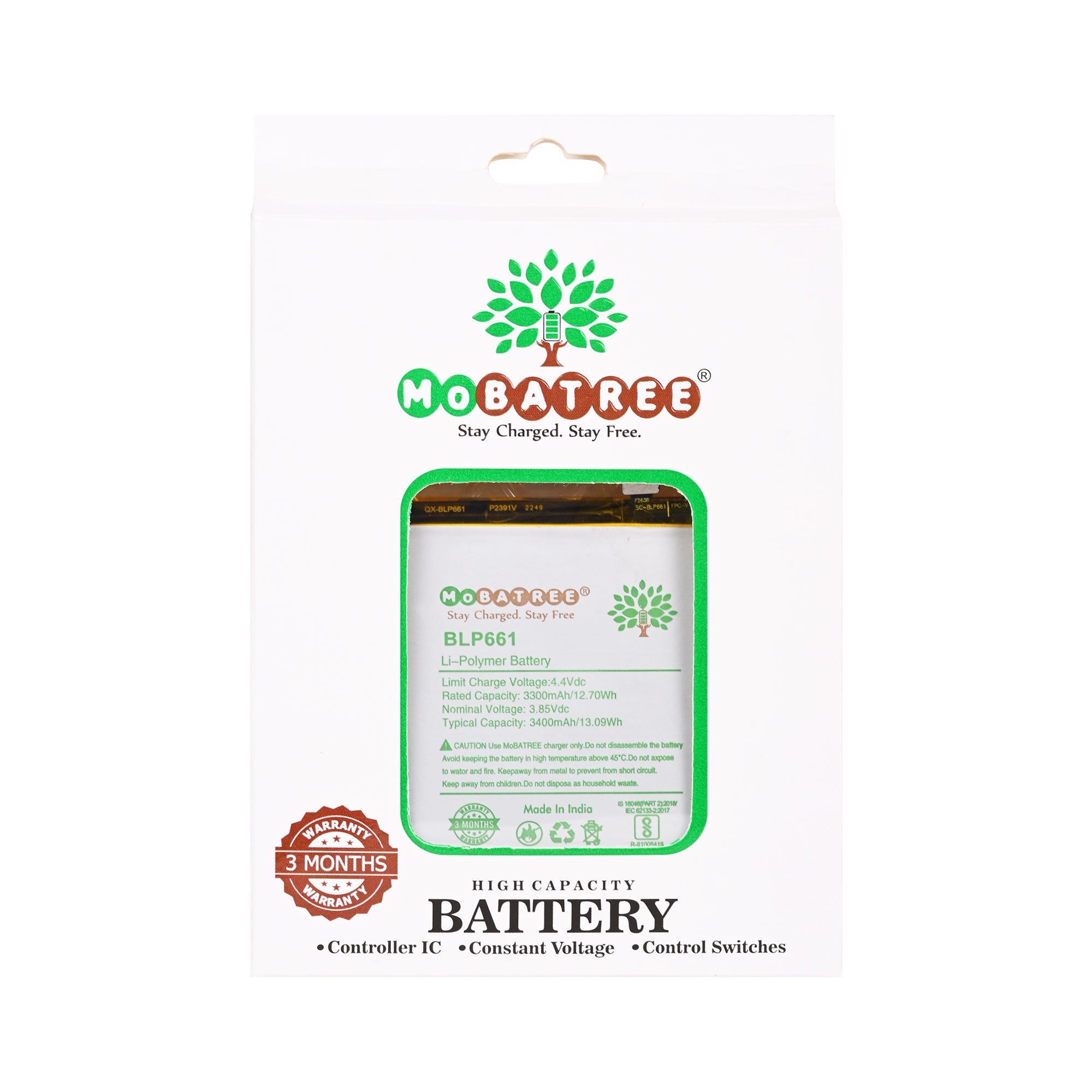 Mobatree Original Mobile Battery for OPPO F7, A3 - BLP661, 3300mAh (6 ...
