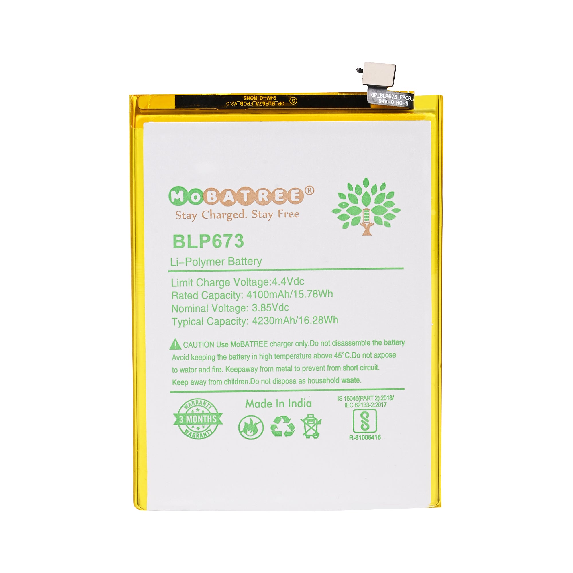 Mobatree BLP673, BLP 673 Original Mobile Battery for OPPO A3s,A5, Real ...