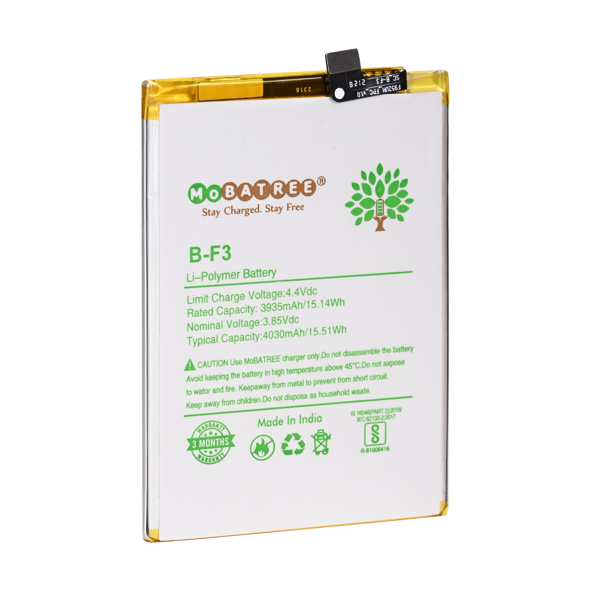 Mobatree B-F3 Original Mobile Battery For VIVO Y91, Y93, Y95, 3935mAh ...