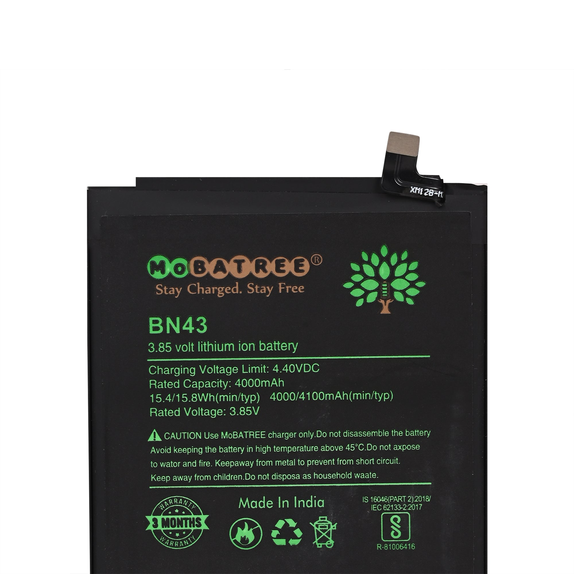Mobatree Original Mobile Battery for Xiaomi Mi Redmi Note 4 - BN43, 40 ...