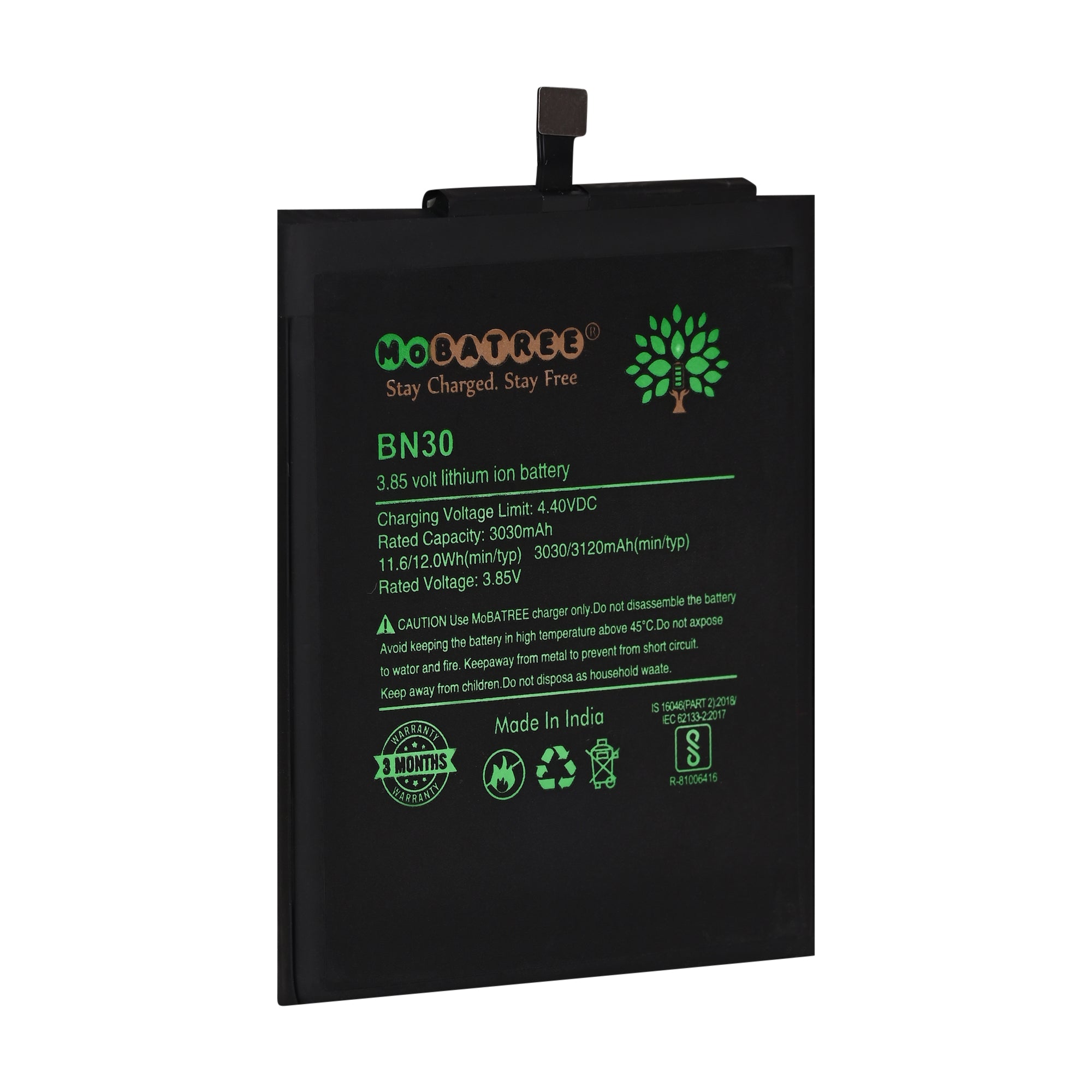 Mobatree Original Mobile Battery for Xiaomi Mi 4A -BN30 , 3030mAh (6 m - Mobatree