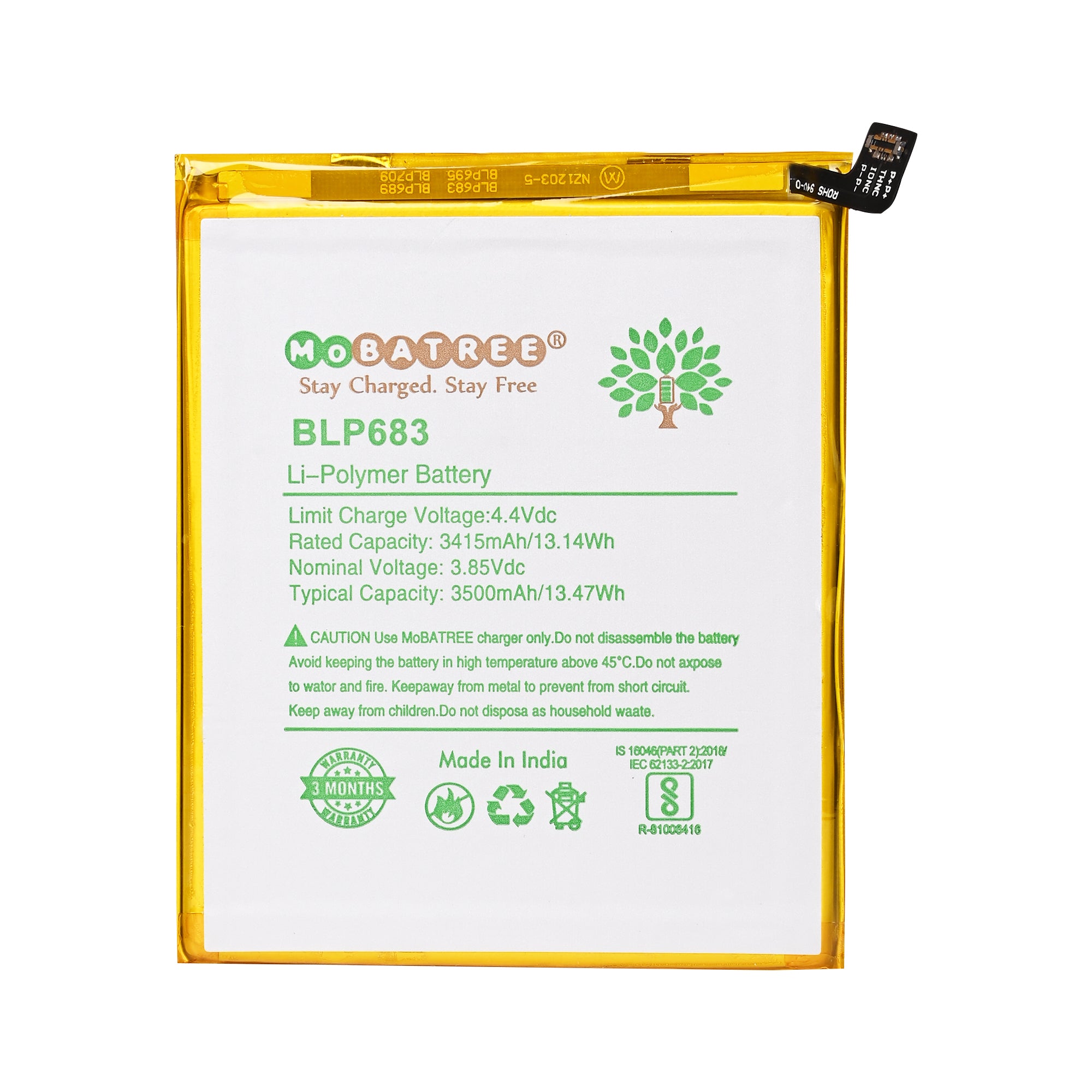 Mobatree BLP683 Original Mobile Battery for Oppo F9, F9 PRO, 3415mAh ...