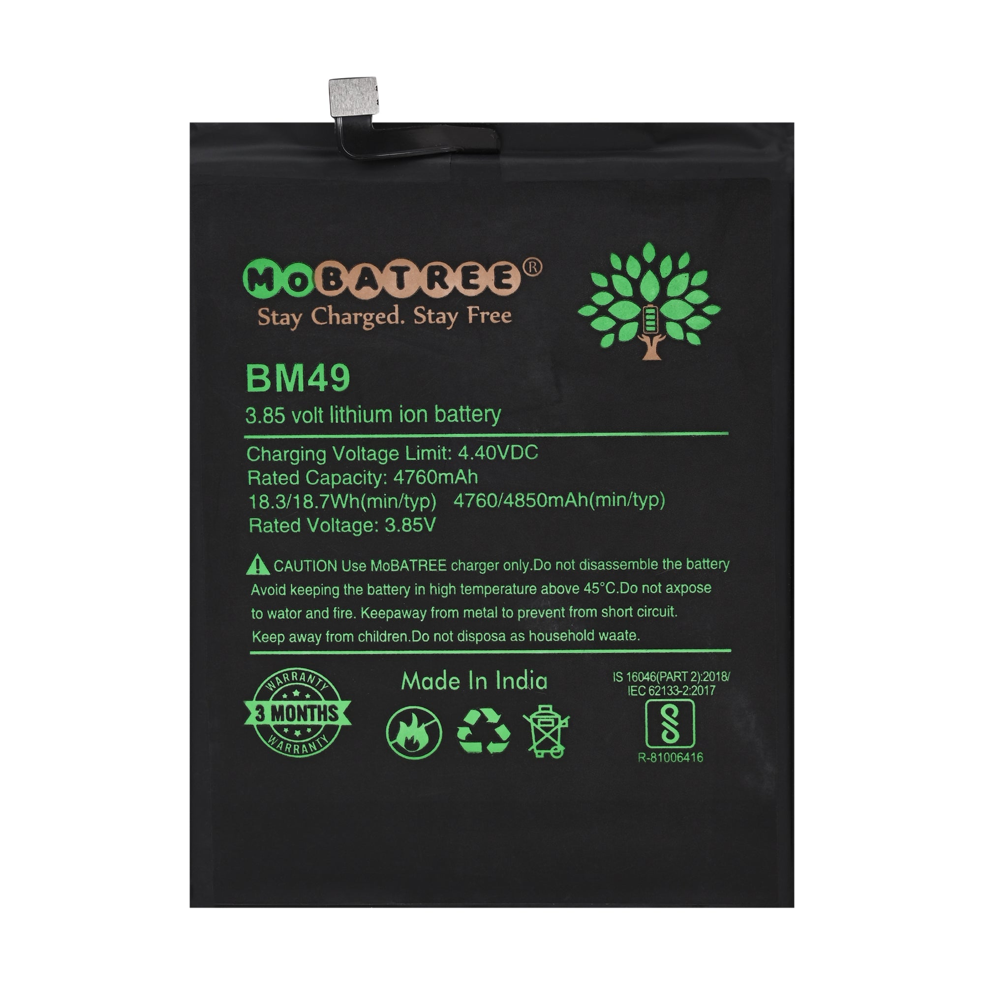Mobatree Original Mobile Battery for Xiaomi Mi Max - BM49, 4760mAh (6 ...
