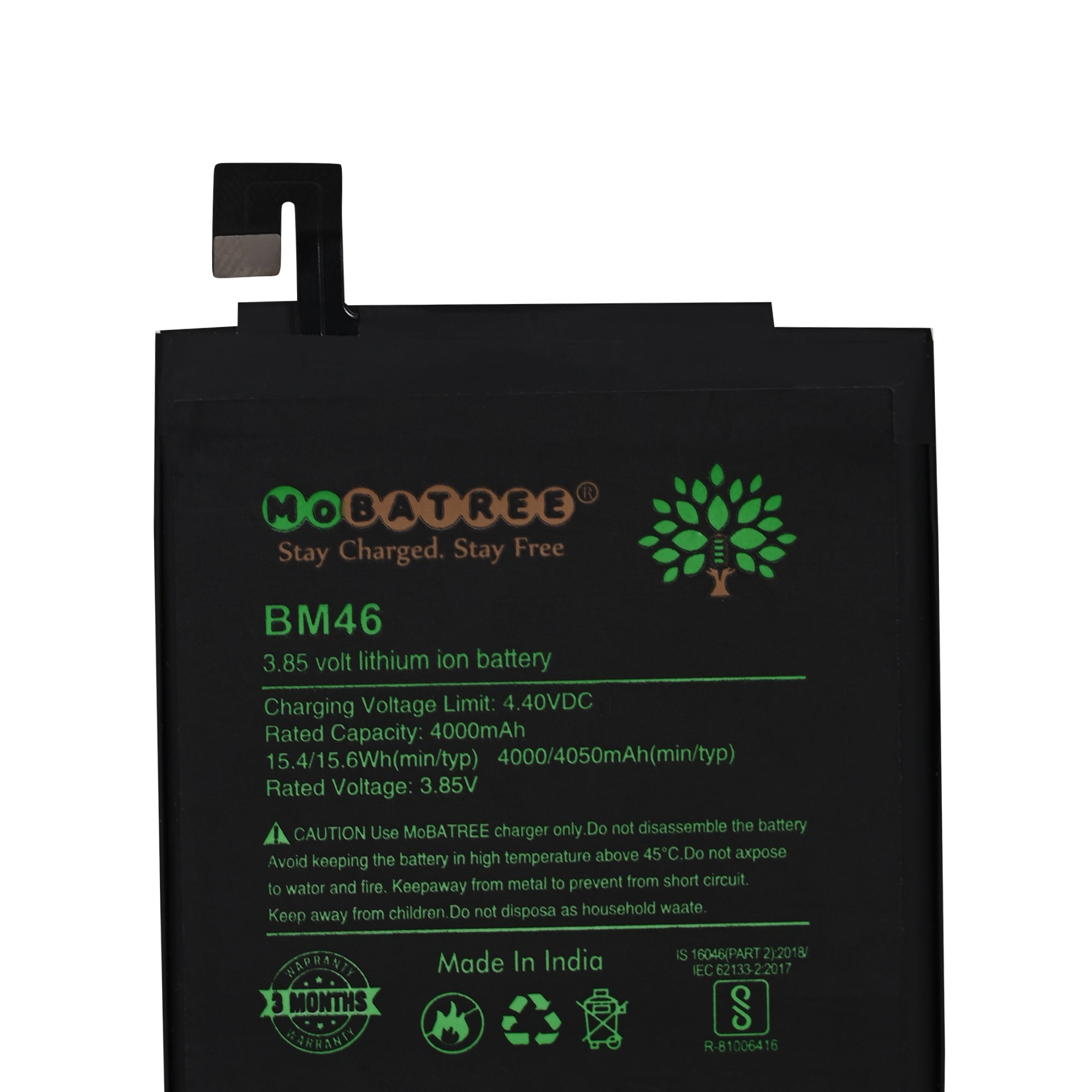 Mobatree BM46 Original Mobile Battery for Xiaomi Redmi Note 3, Note 3 ...