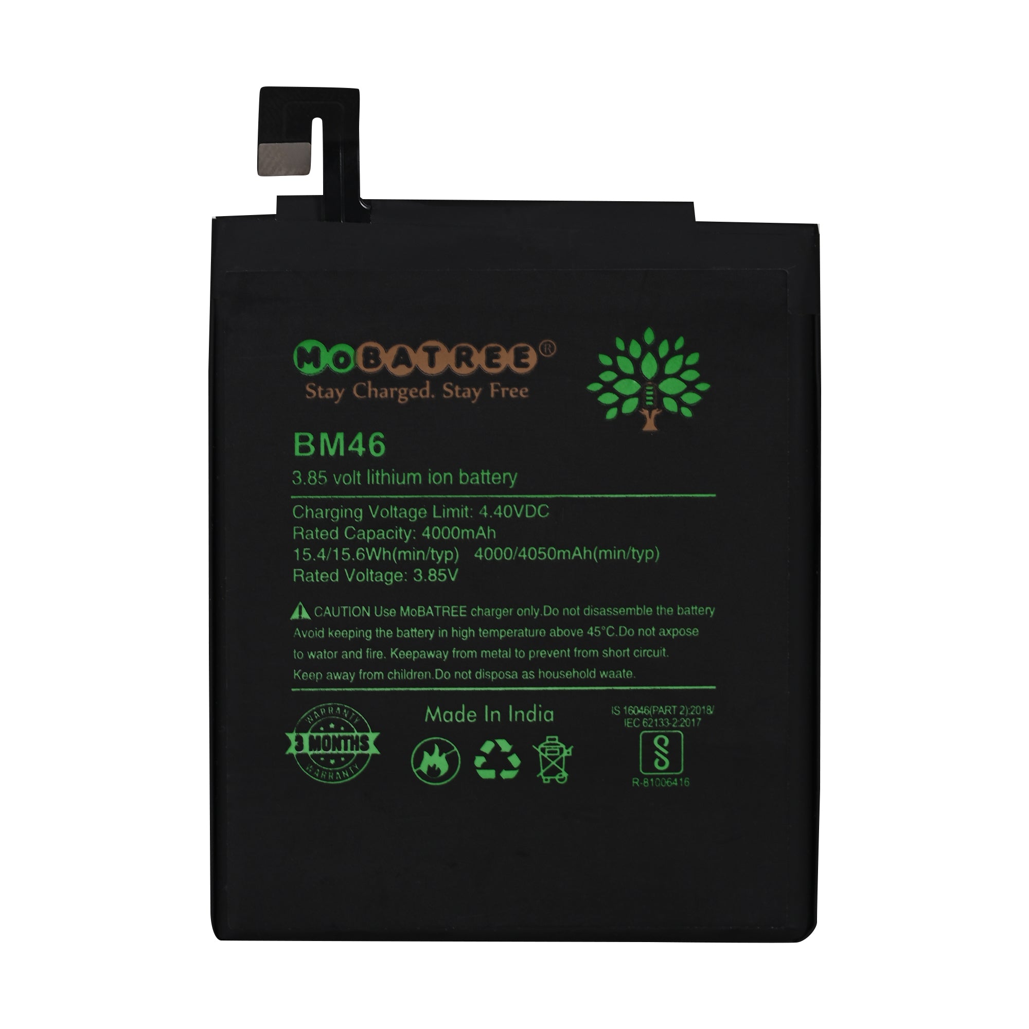 Mobatree BM46 Original Mobile Battery for Xiaomi Redmi Note 3, Note 3 ...
