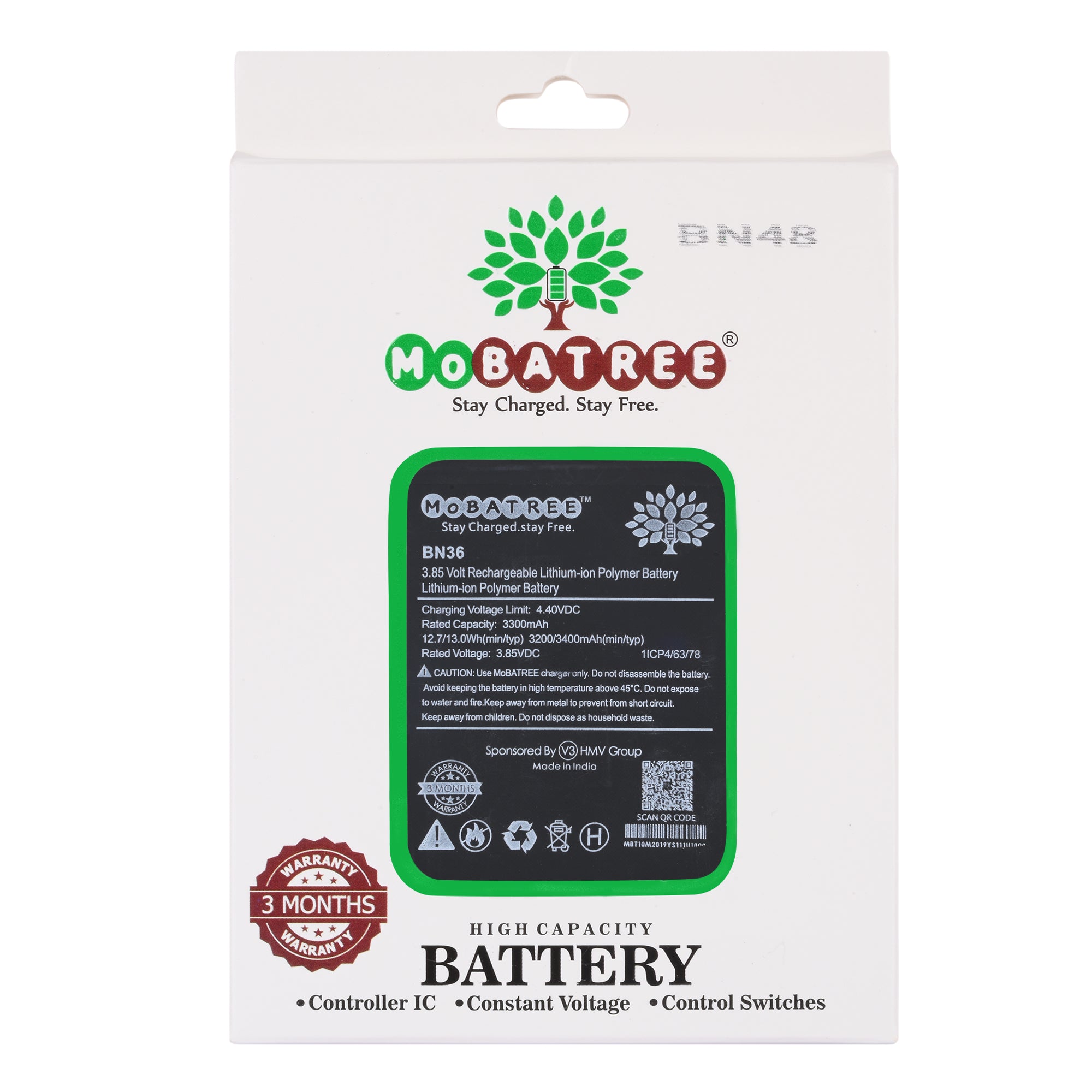 Mobatree BN36 Original Mobile Battery for Xiaomi Mi 6s, Mi A2, 3300 mA ...
